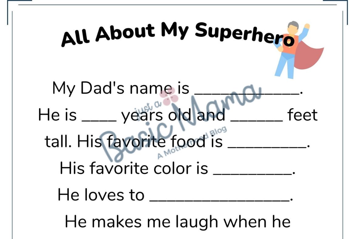 Father's Day Printable: Superhero Themed Free Card - Just a Basic Mama